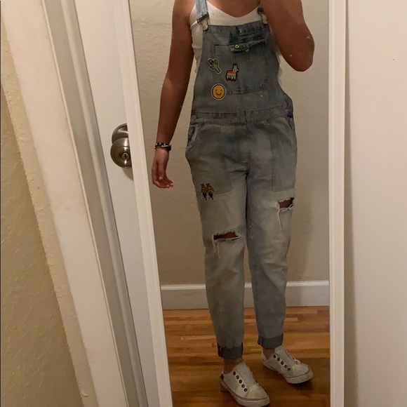 Jeans | Ripped Overalls With Patches | Poshmark